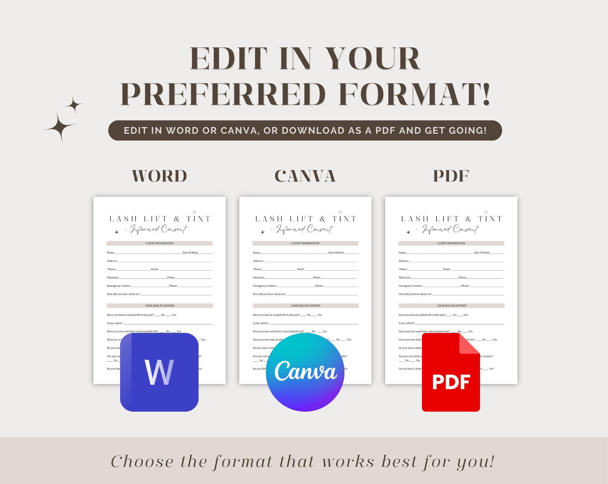 Lash Lift and Tint Consent Form for Estheticians: Customizable Digital ...