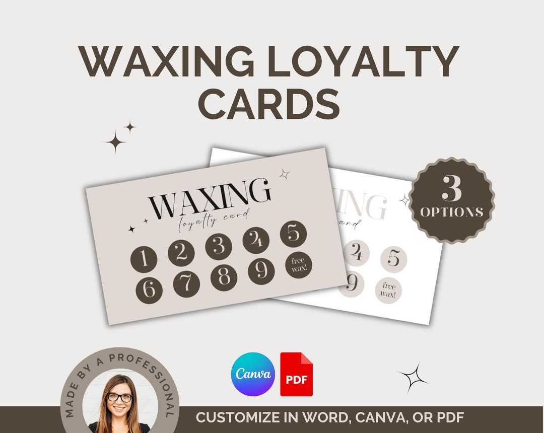 Waxing Loyalty Card Template for Estheticians and Med Spas, Business ...