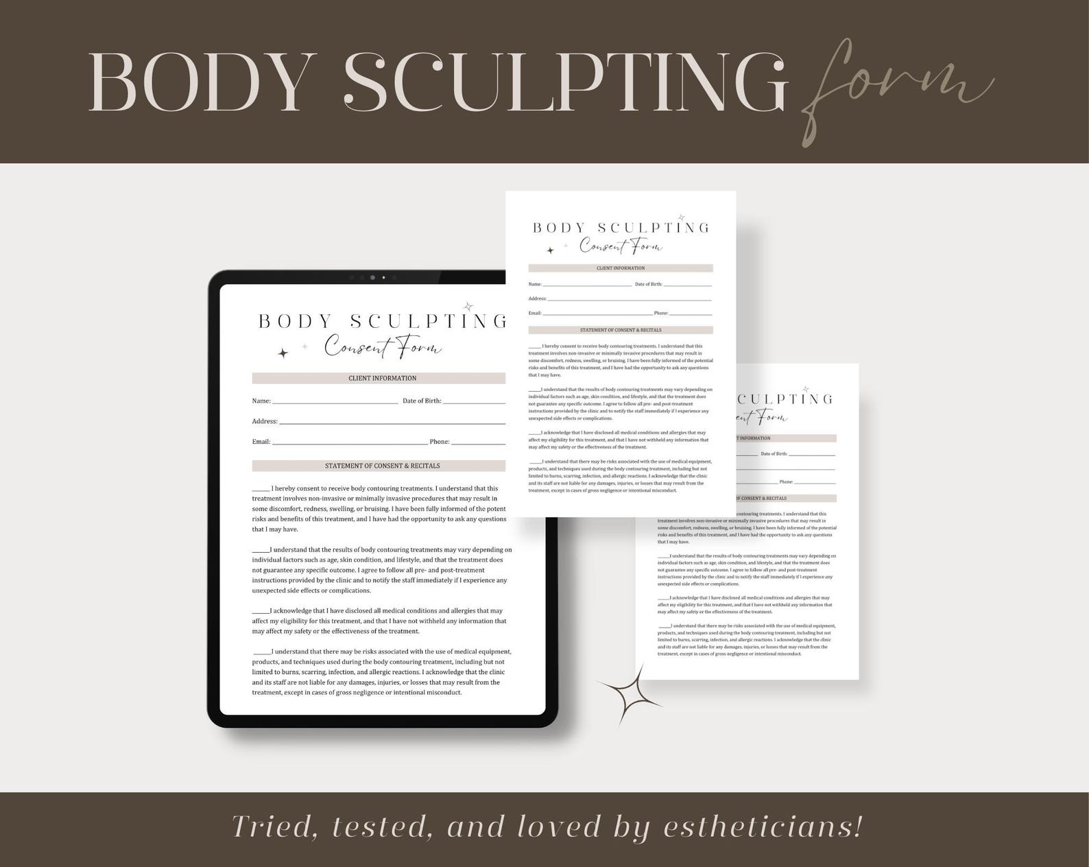Body Sculpting Consent Form for Estheticians and Medspas, Instant ...