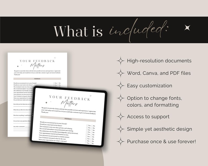 Esthetician & Med Spa Client Feedback Form: Editable Template in Word ...