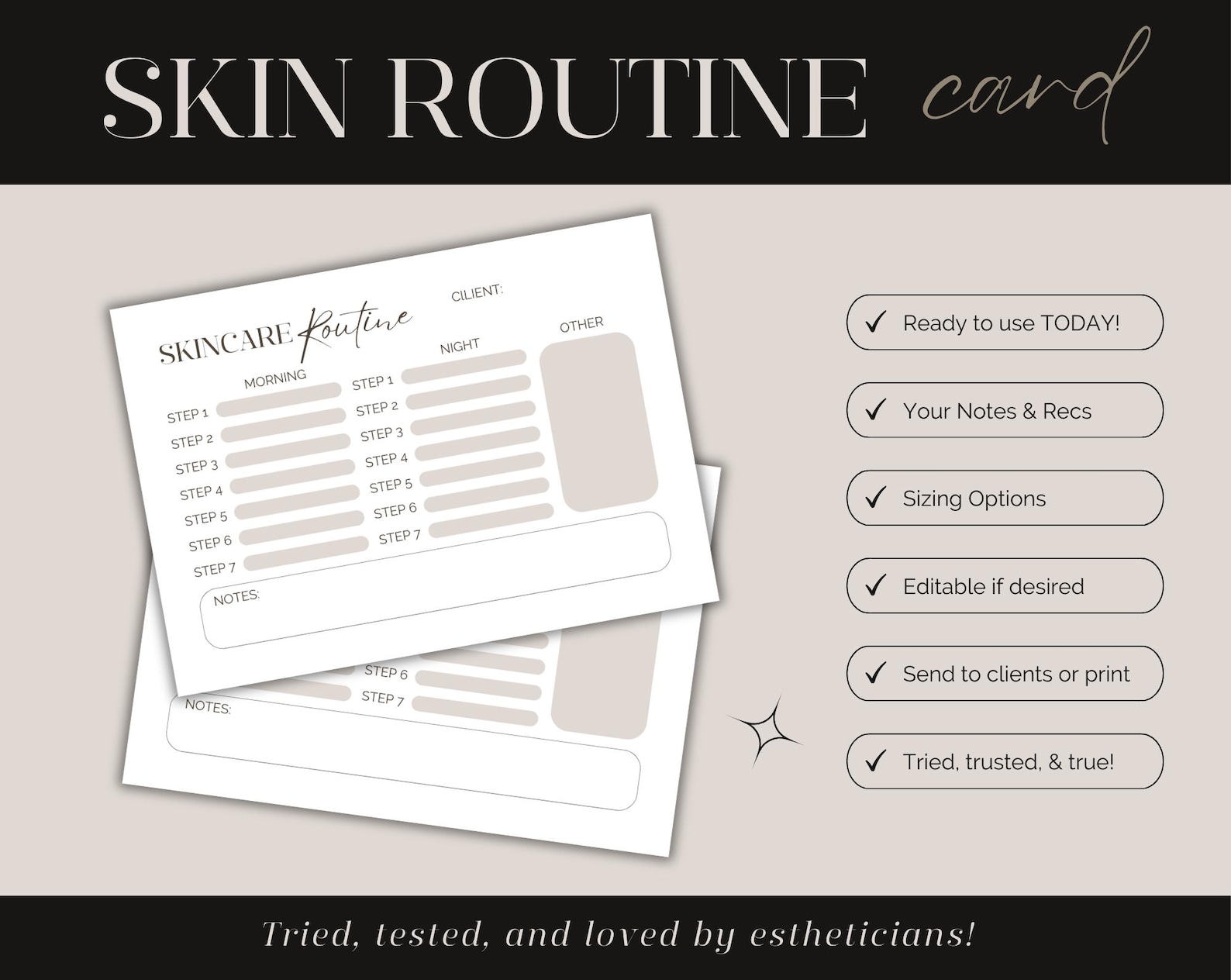 Skincare Regimen Card Template for Estheticians & Med Spas: Editable ...