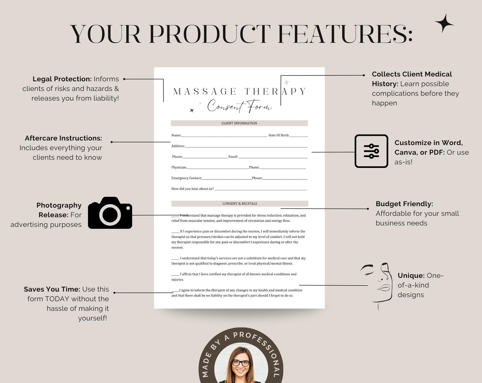 Massage Therapy Consent Form Template for Massage Therapists: Word ...
