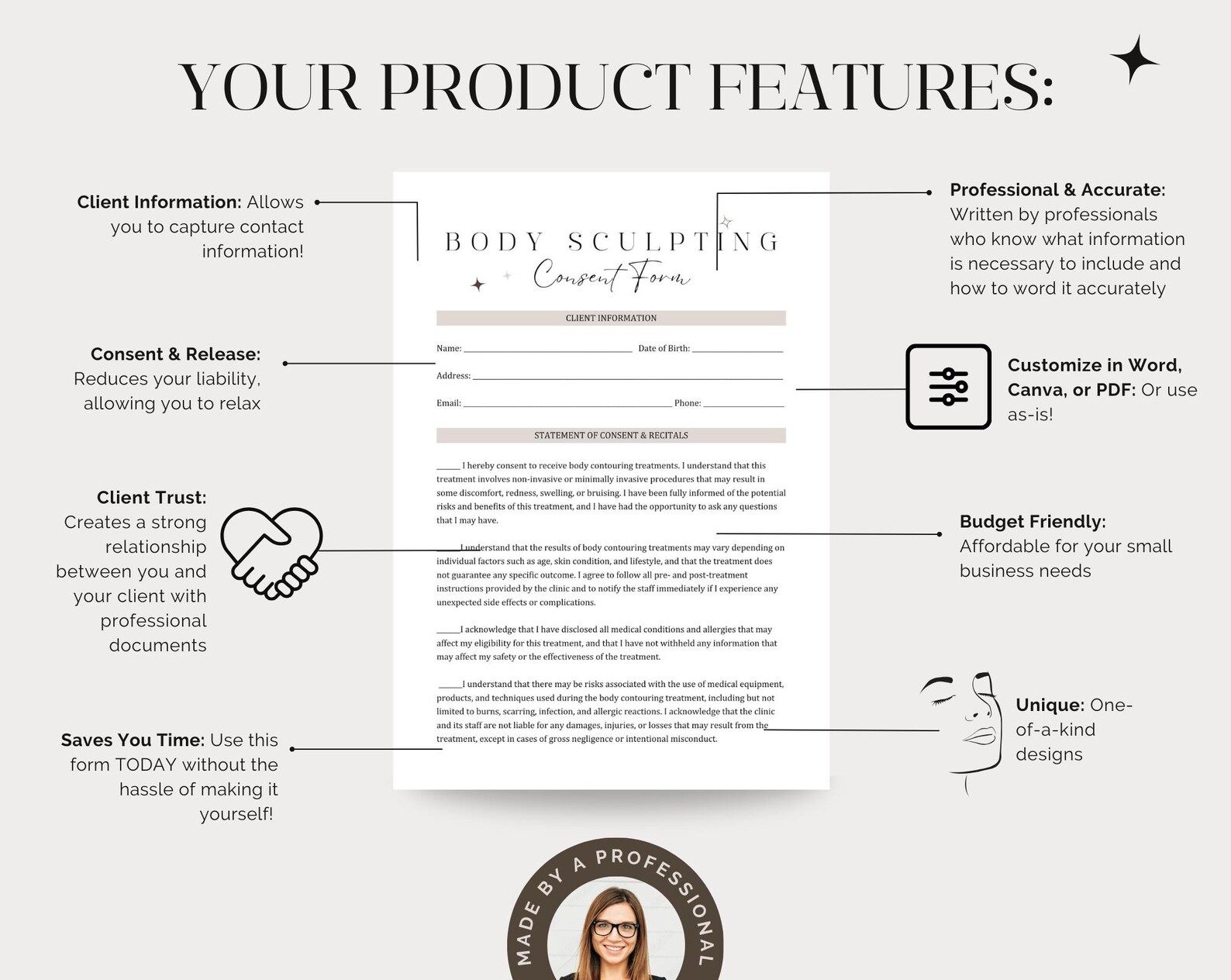 Body Sculpting Consent Form for Estheticians and Medspas, Instant ...