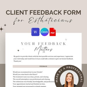 Esthetician & Med Spa Client Feedback Form: Editable Template in Word ...