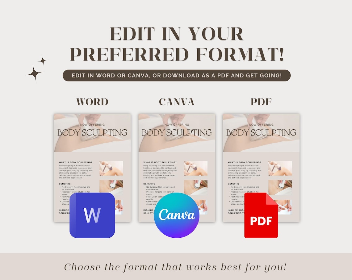 Body Sculpting Flyer for Esthetician or Med Spa, Body Contouring ...