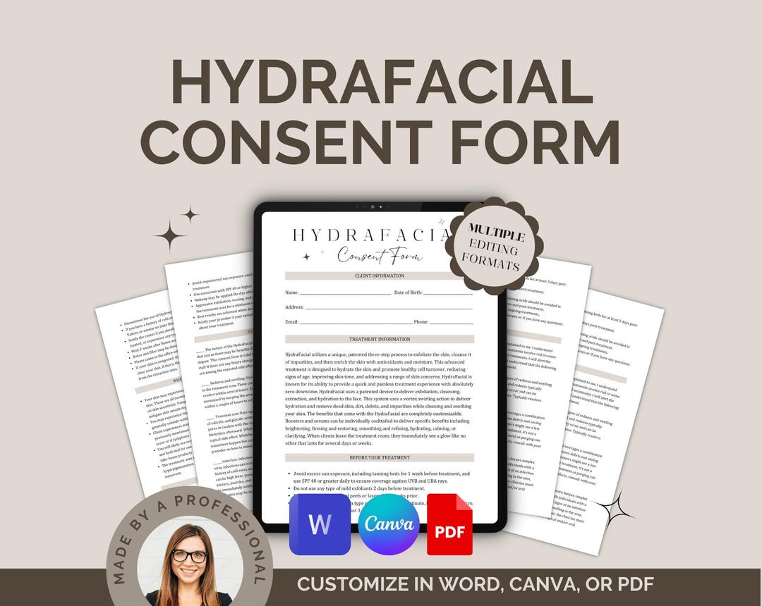 Hydrafacial Consent Form for Estheticians, Medspa Forms, Digital Intake ...