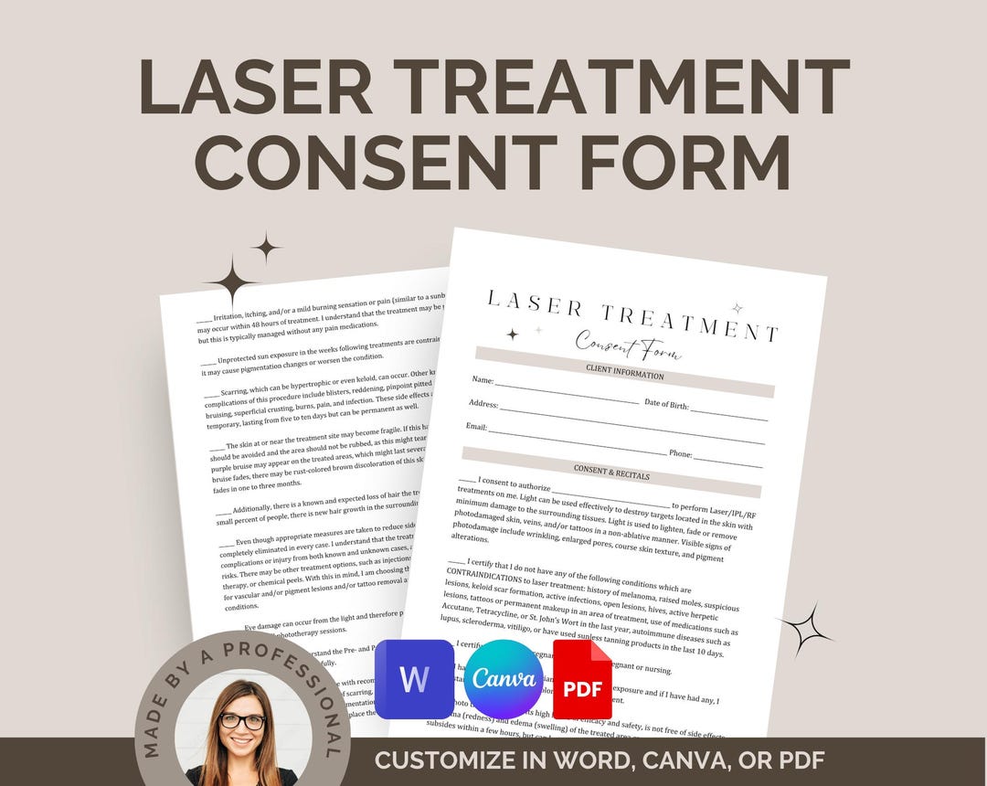 Laser Consent Form for Dermatologist, Esthetician, Nurse, & Medspa ...