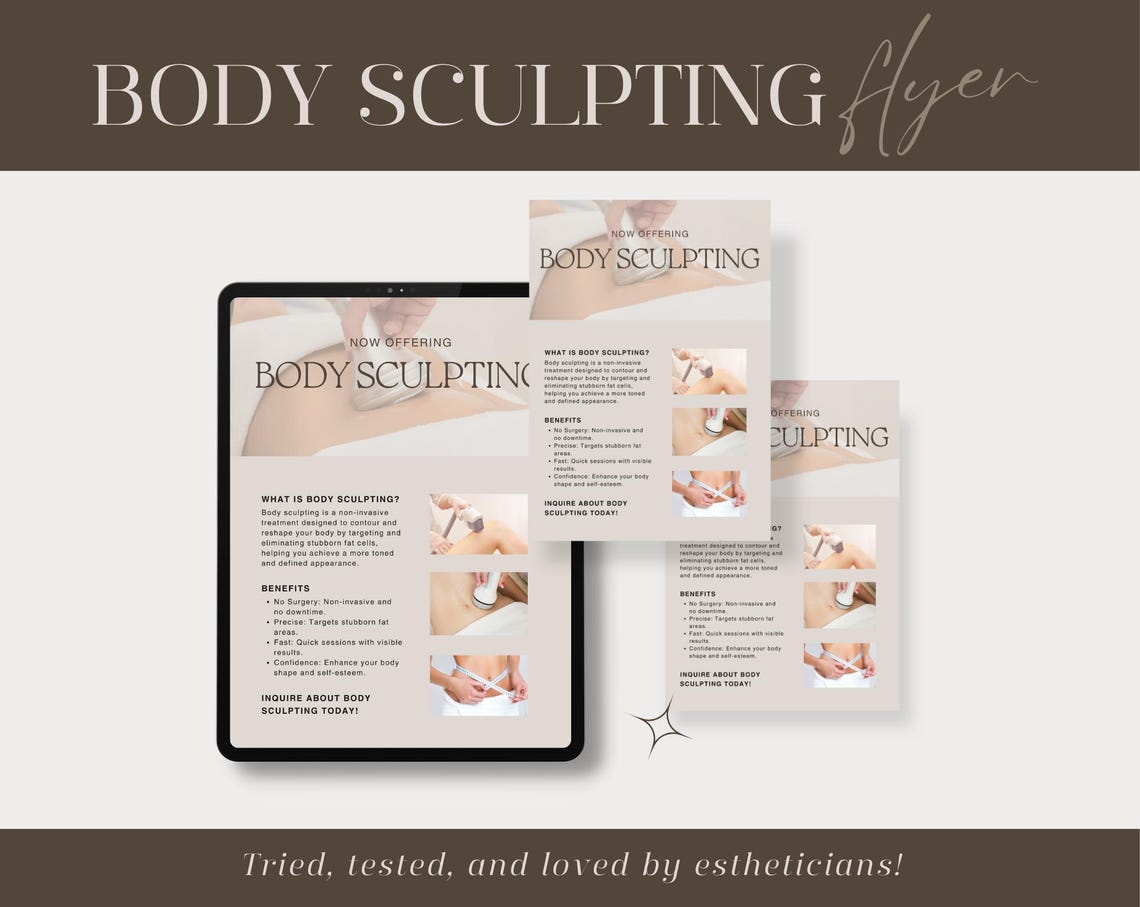 Body Sculpting Flyer for Esthetician or Med Spa, Body Contouring ...
