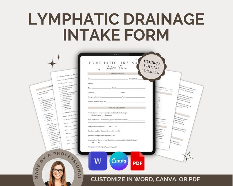 Intake Form Lymphatic Drainage, MLD Lymphatic Massage Form for Massage ...