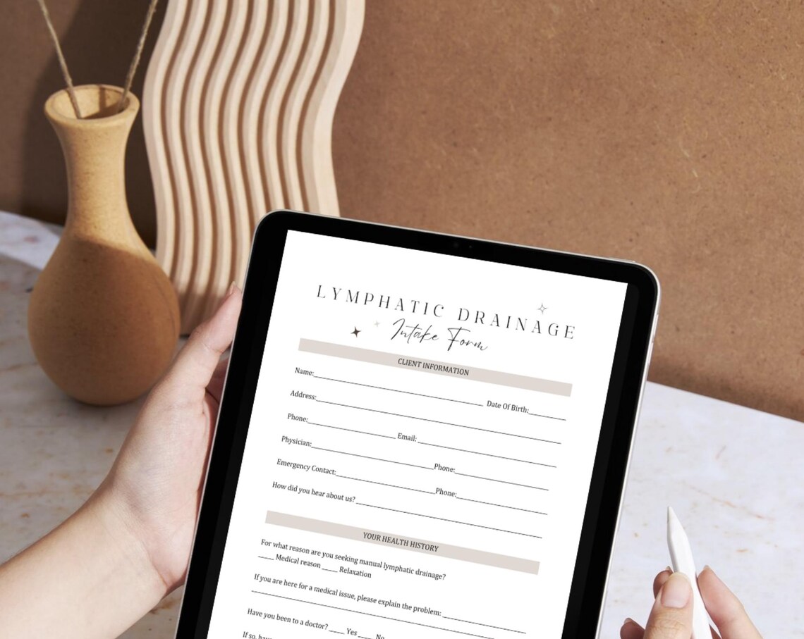 Intake Form Lymphatic Drainage, MLD Lymphatic Massage Form for Massage ...