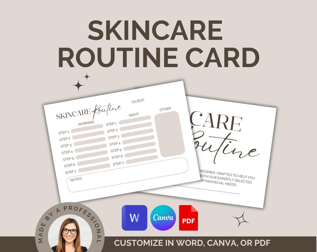 Skincare Regimen Card Template for Estheticians & Med Spas: Editable ...