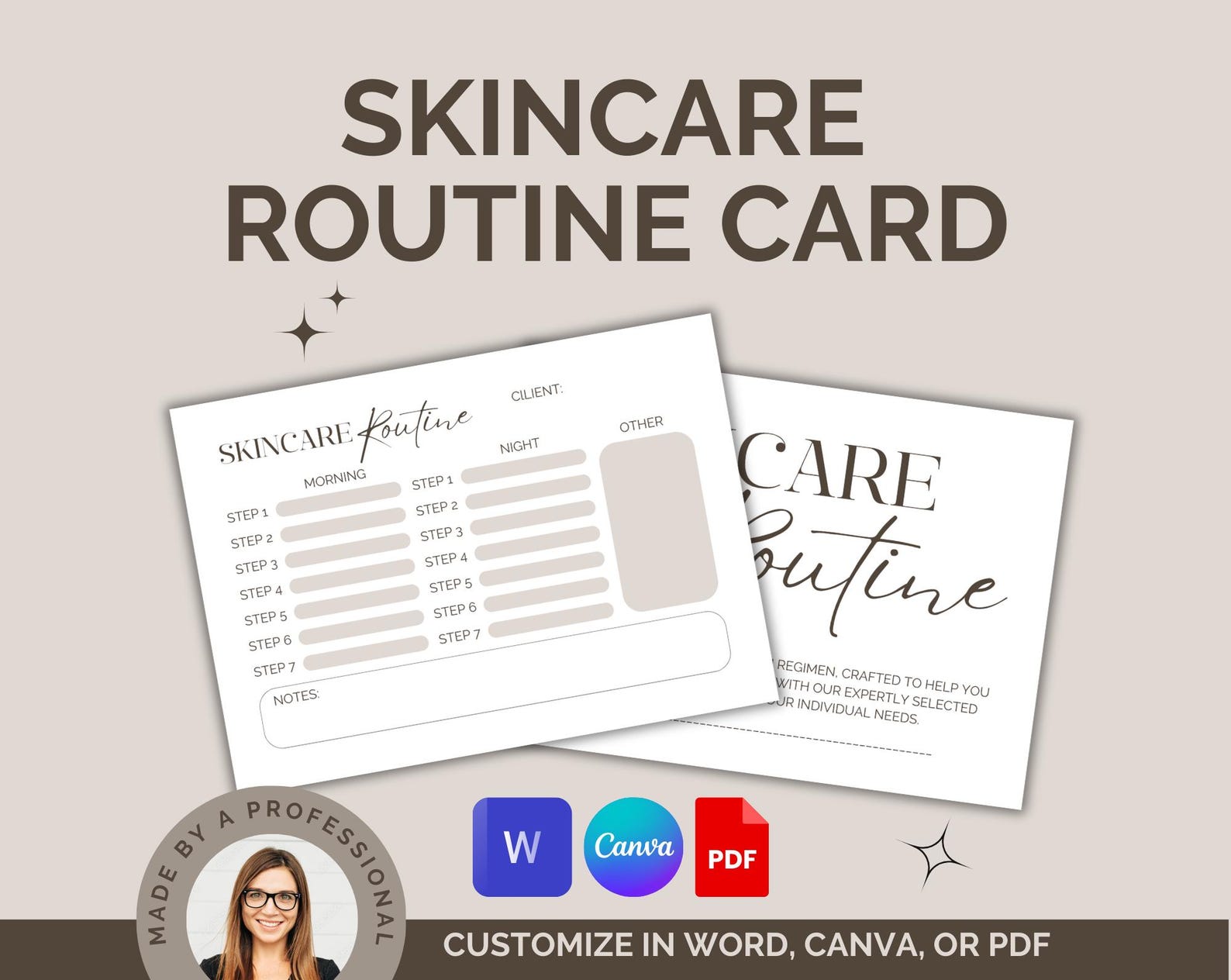 Skincare Regimen Card Template for Estheticians & Med Spas: Editable ...