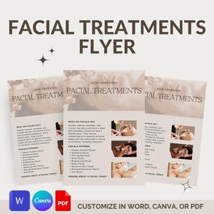 Facial Treatments Flyer for Esthetician & Med Spa: Facial Poster ...