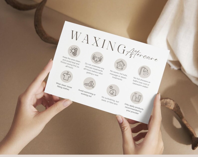 Waxing Aftercare Cards for Estheticians and Med Spas, Download ...