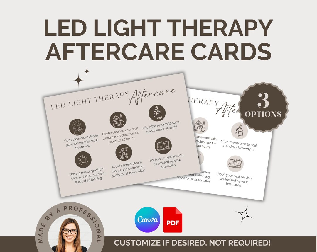 LED Light Therapy Aftercare Cards for Estheticians and Med Spas ...