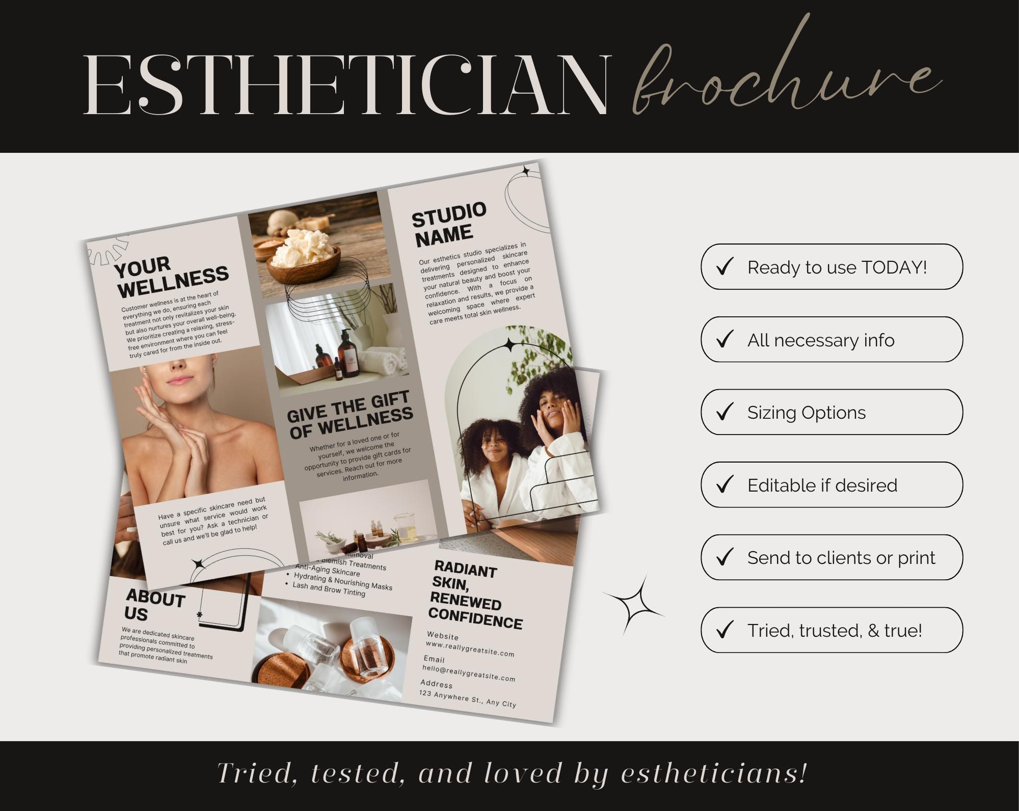 Luxury Esthetician Brochure Template, Med Spa Brochure, Facial Poster ...