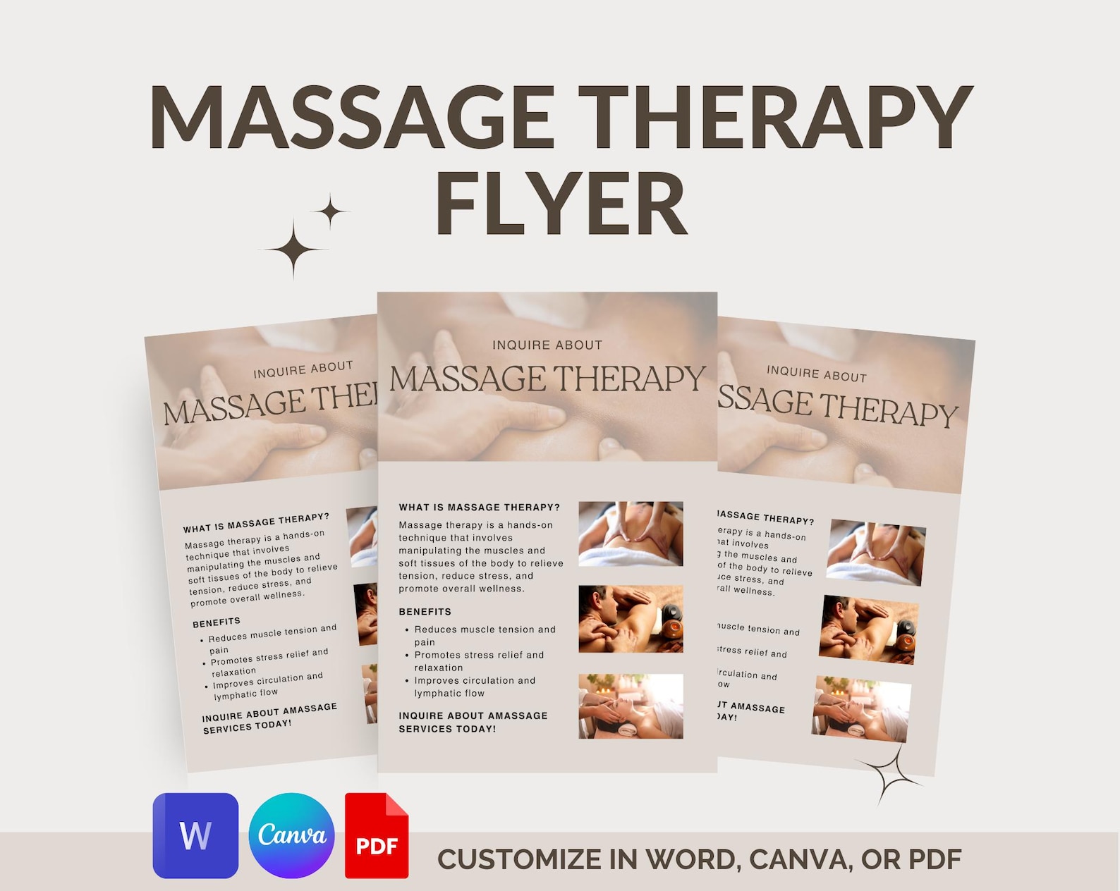 Massage Therapy Flyer for Esthetician or Med Spa, Massage Therapy ...