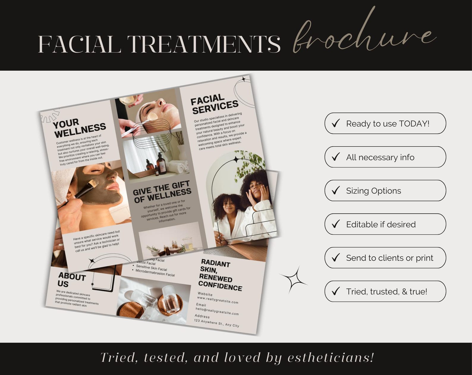 Facial Brochure, Facial Treatments Flyer, Facial Forms, Poster ...