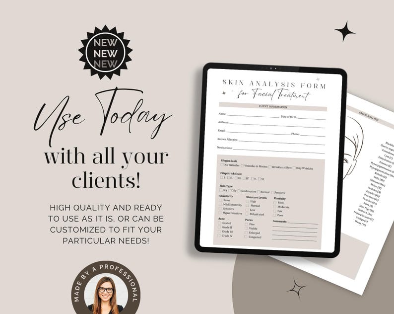 Skin Analysis Form for Estheticians: Editable Face Mapping Template ...