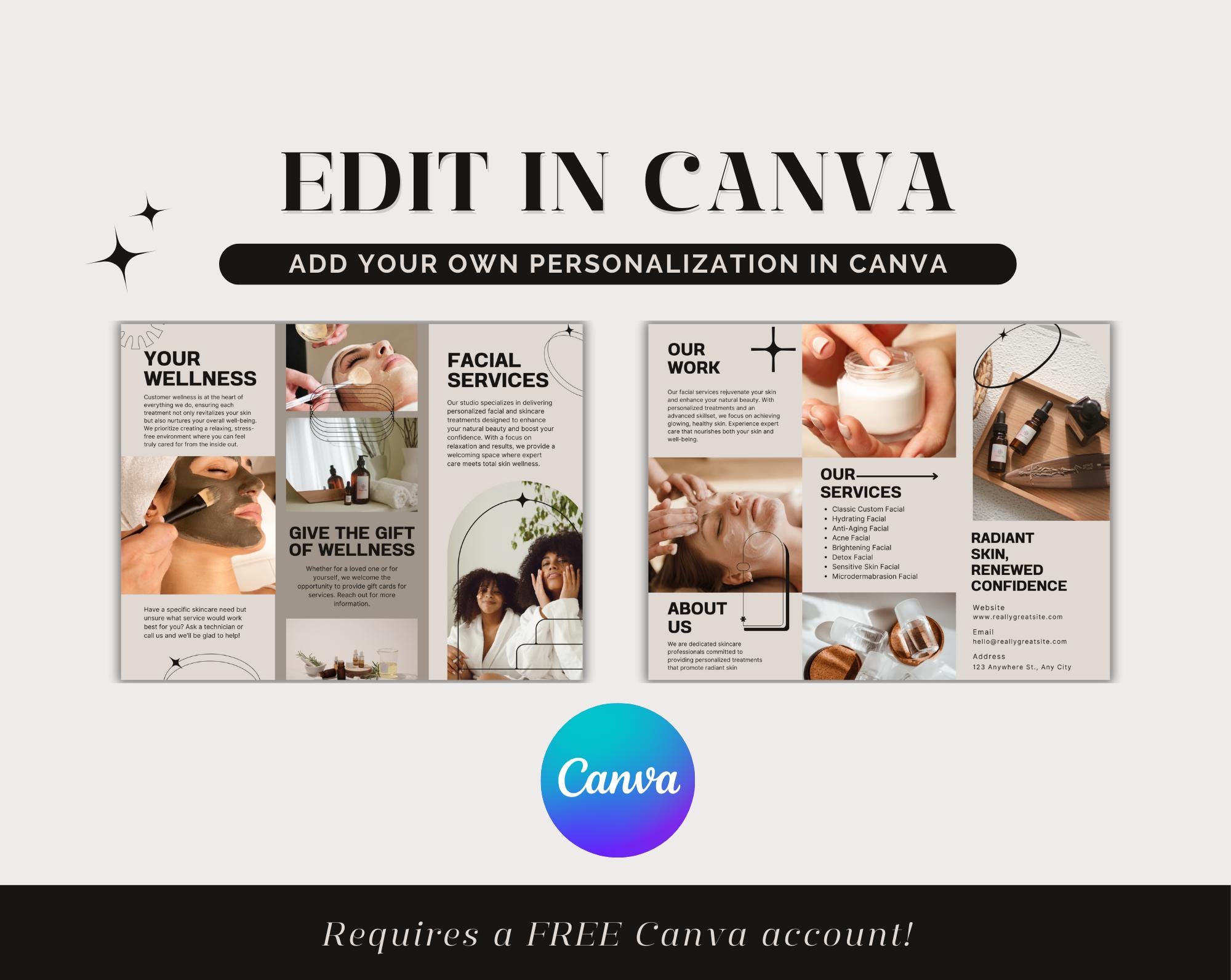 Facial Brochure, Facial Treatments Flyer, Facial Forms, Poster ...