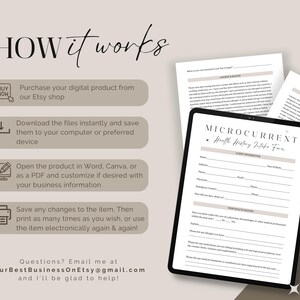 Microcurrent Intake Form for Estheticians and Med Spas, Health History ...