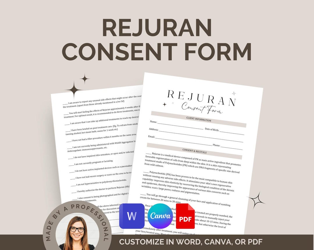 Rejuran Consent Form, Medspa Consent Forms, Estherician Consent ...