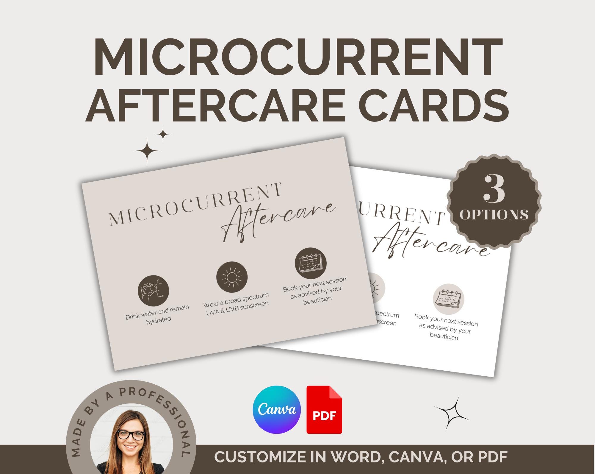 Microcurrent Aftercare Cards and Sheet for Estheticians and Med Spas ...
