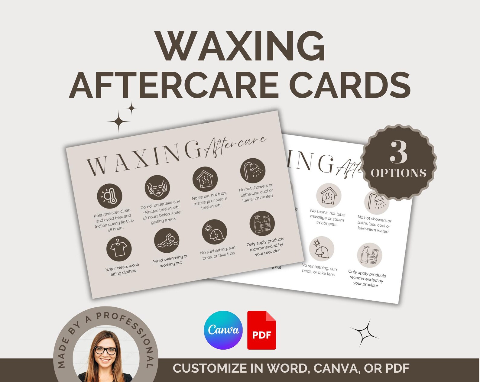 Waxing Aftercare Cards for Estheticians and Med Spas, Download ...