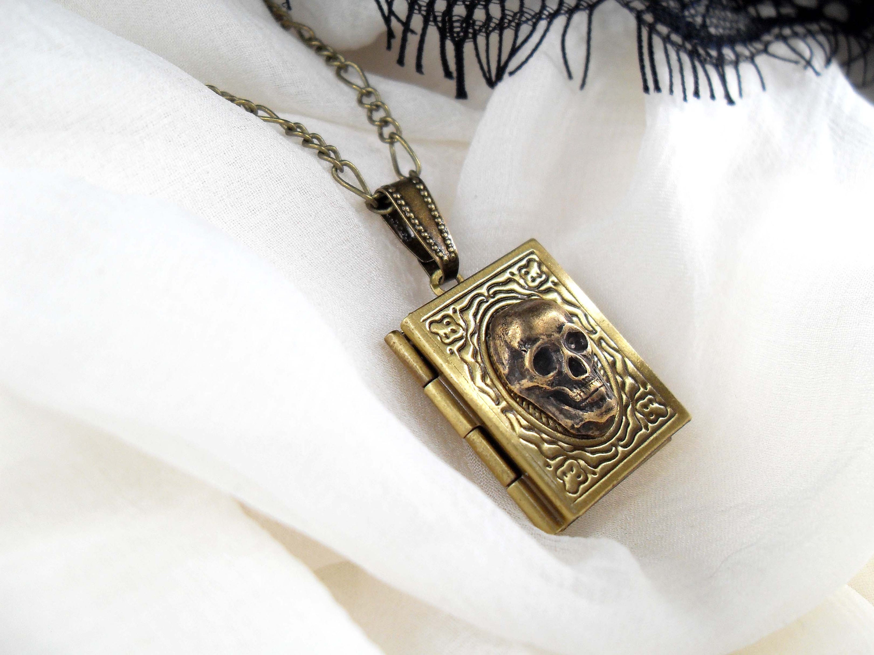 Skull Locket Necklace. Creepy Goth Victorian Jewelry for | Etsy