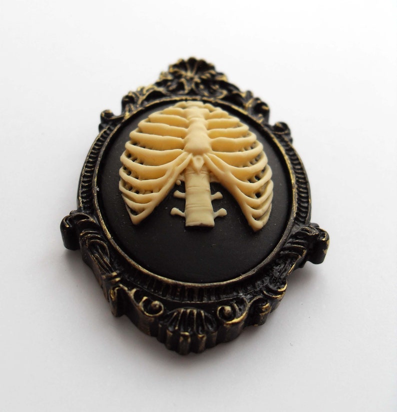 Gothic ribcage cameo brooch. Victorian brooch. Creepy cute. | Etsy
