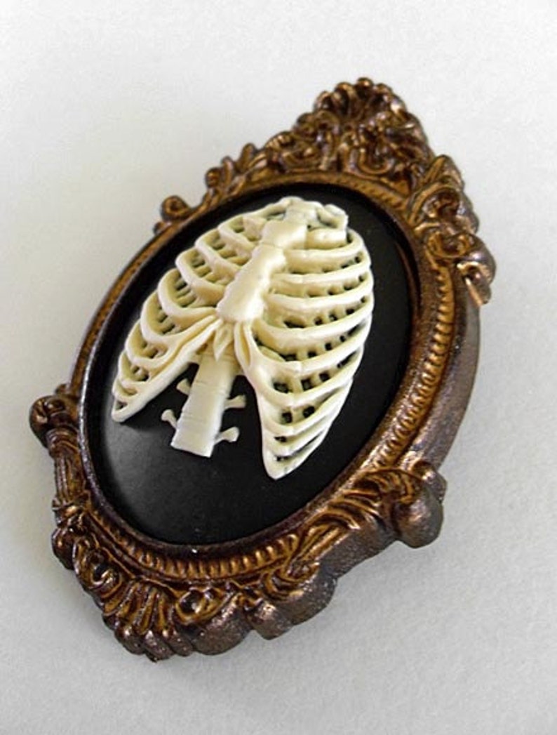 Gothic ribcage cameo brooch. Victorian brooch. Creepy cute. | Etsy