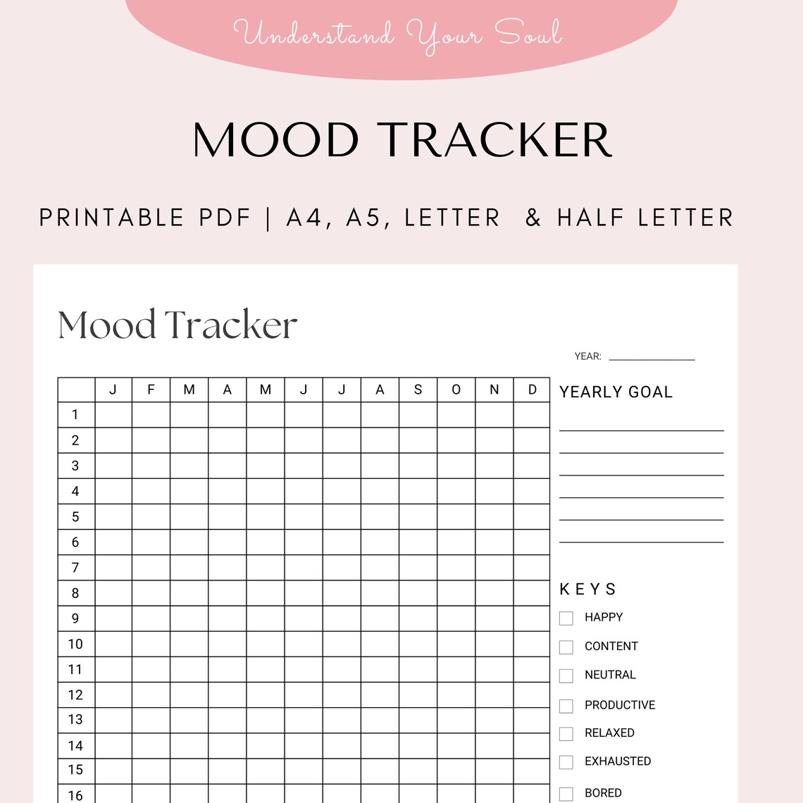 Mood Tracker, A Year in Pixels, Mood Journal, Emotion Tracker, Mood ...