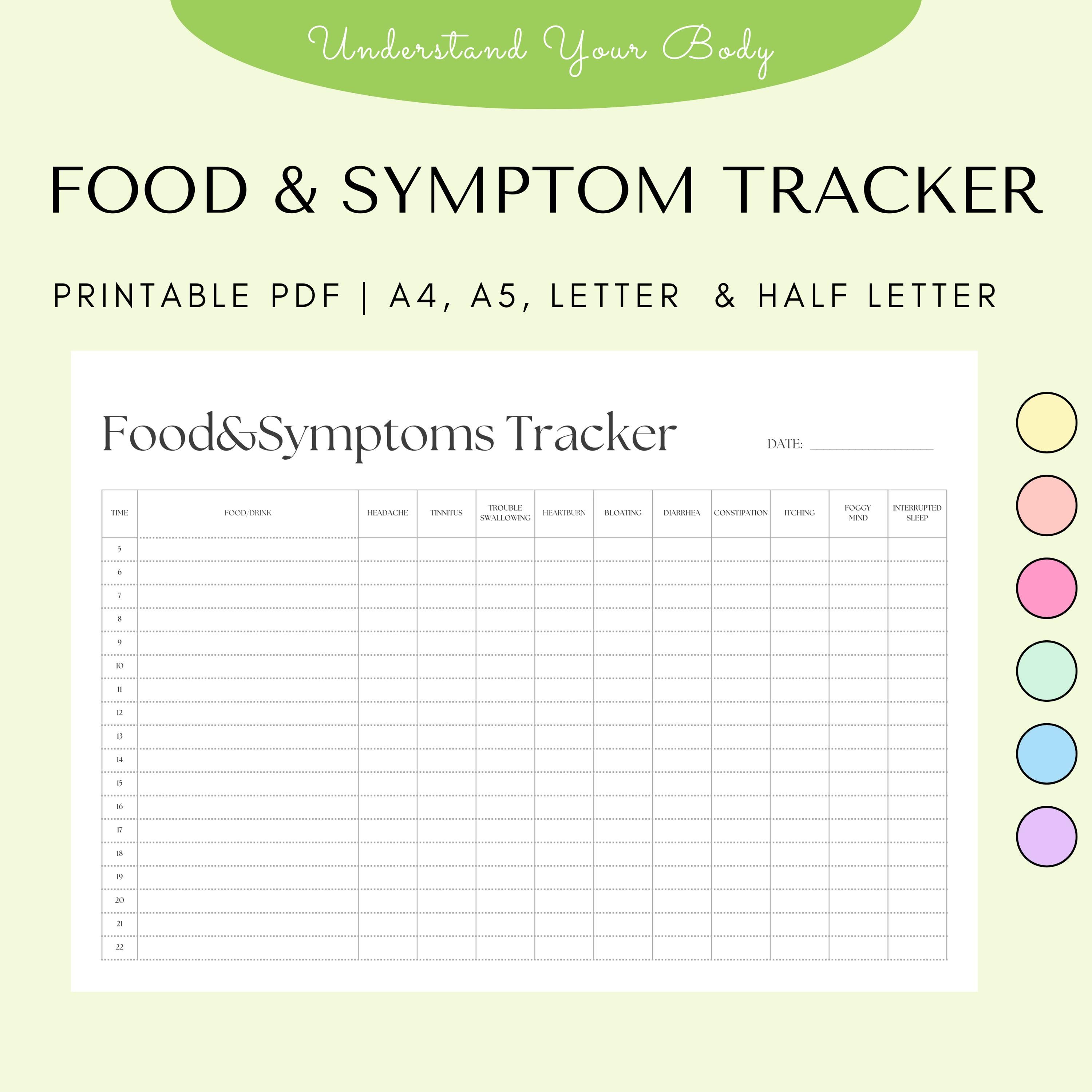 Food and Symptom Journal - Food Diary - Diet Diary - Weekly Meal ...