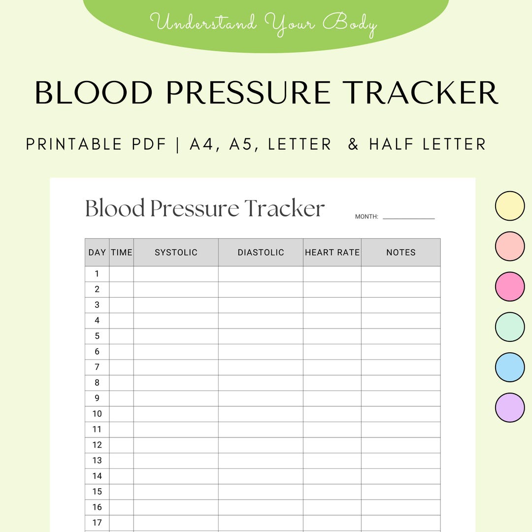 Blood Pressure Log Printable - High Blood Pressure Tracker ...