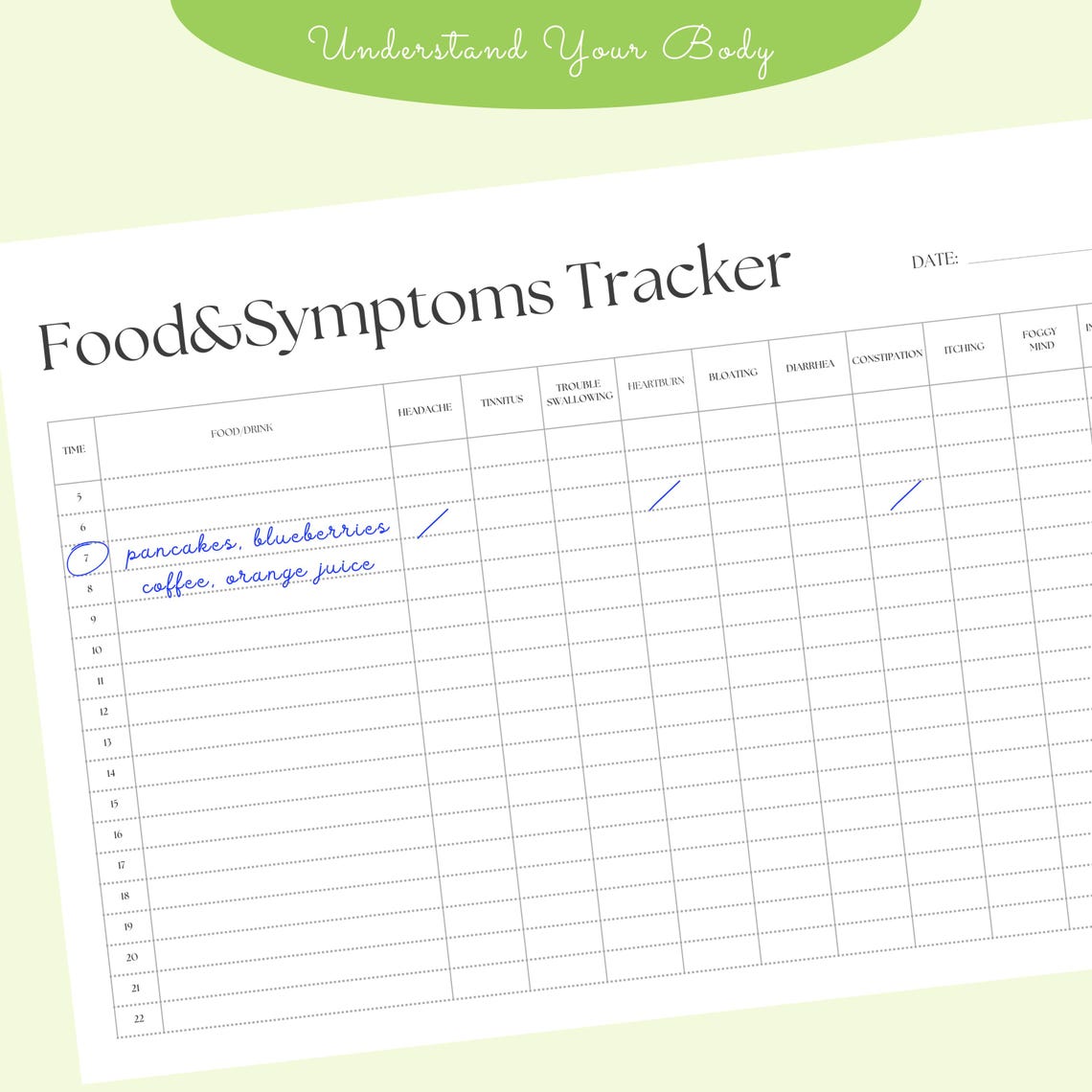 Food and Symptom Journal - Food Diary - Diet Diary - Weekly Meal ...