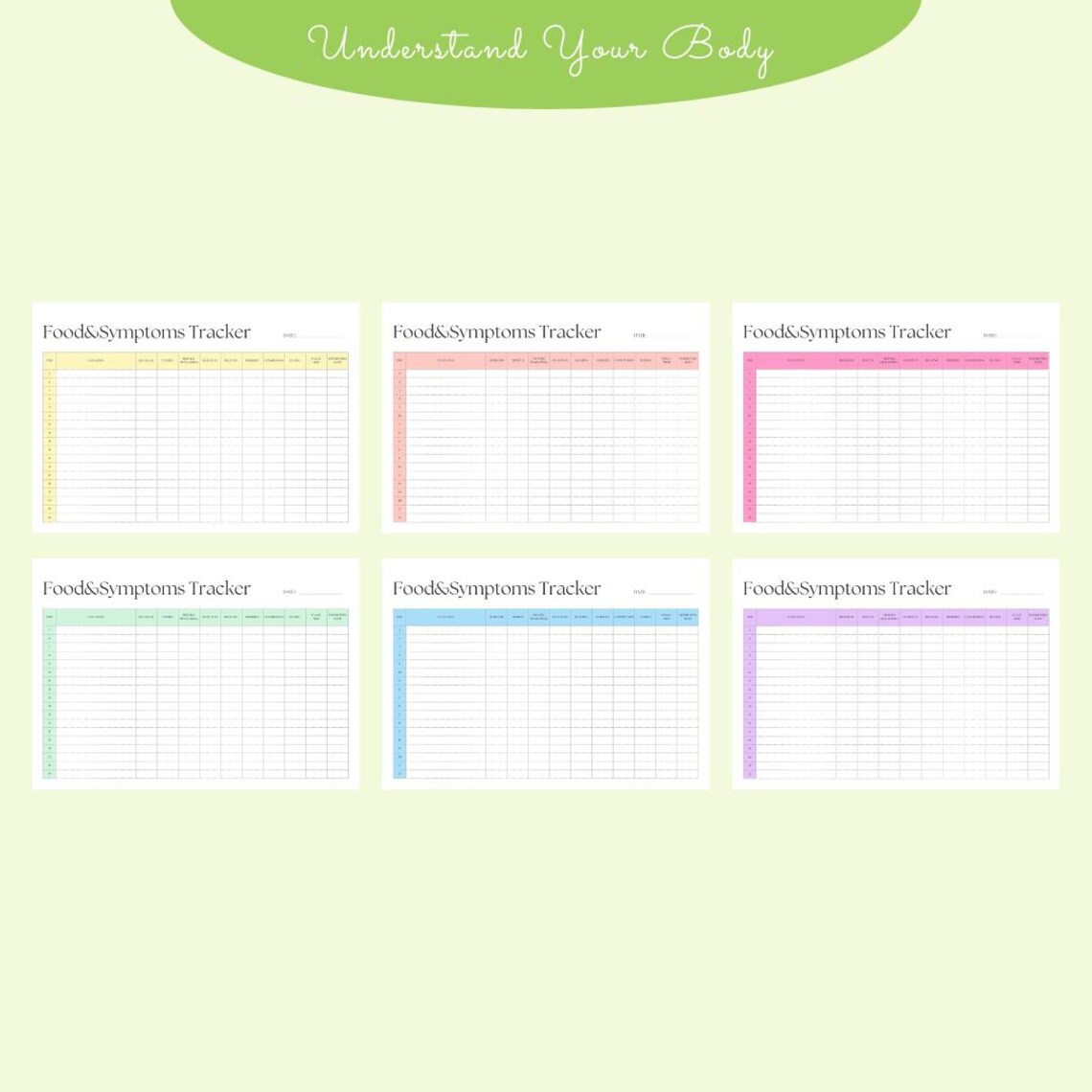 Food and Symptom Journal - Food Diary - Diet Diary - Weekly Meal ...