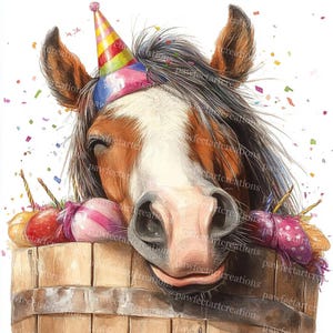 18 Funny Horse Birthday Clipart, Farm Animals Clipart, Quirky Horse ...