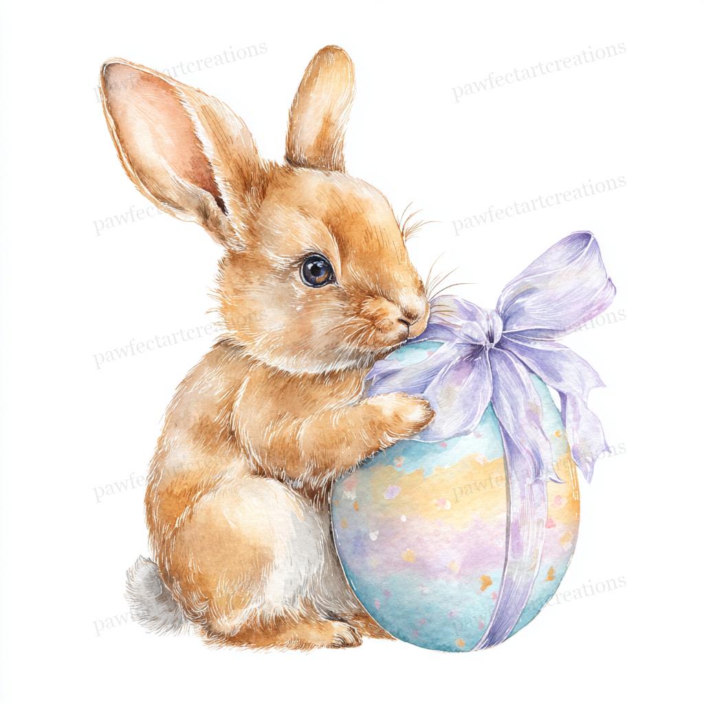 24 Easter Bunny and Egg Clipart, Pastel Spring Nursery Clipart, Digital ...