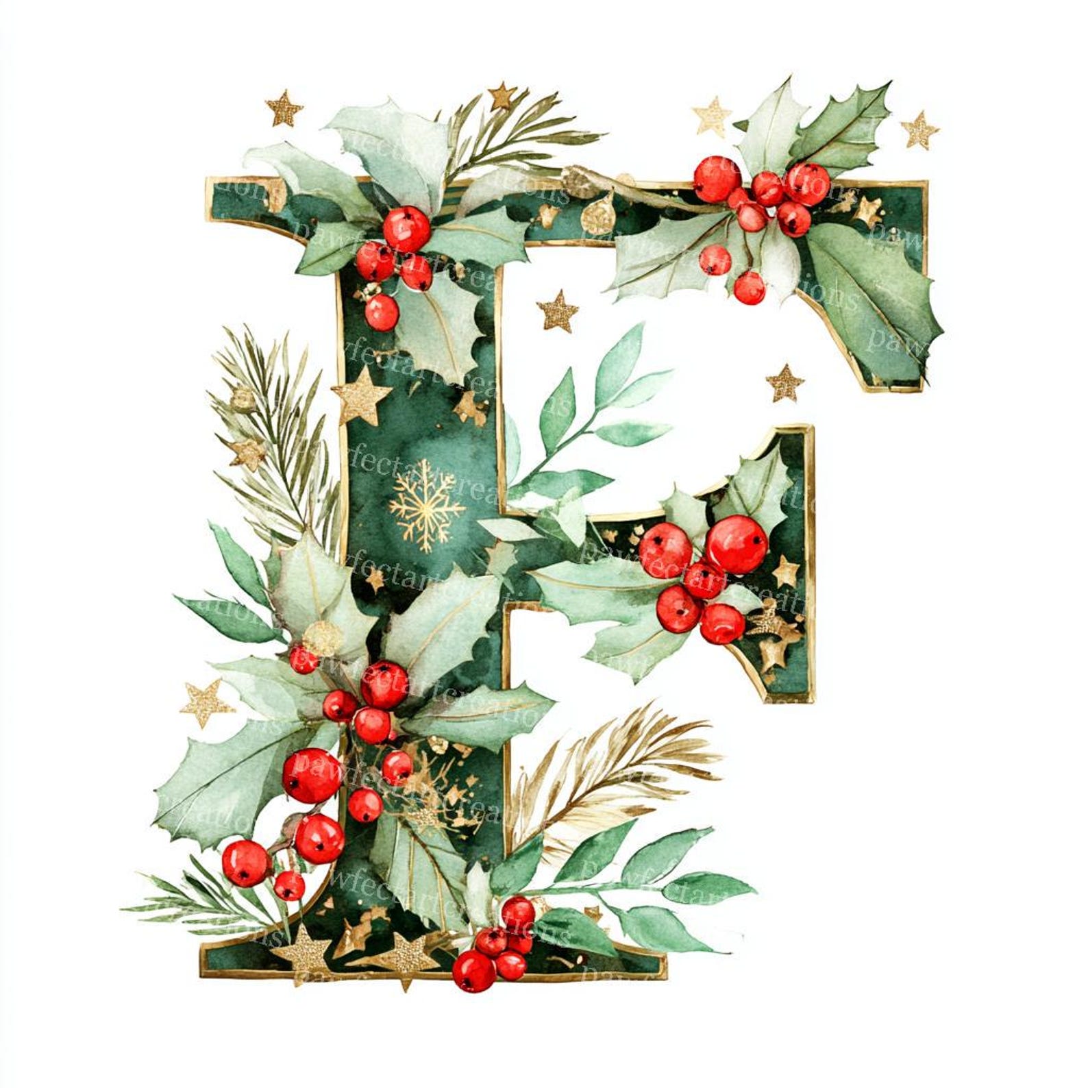 26 Christmas Alphabet Clipart, Festive Holiday Letters, Christmas Card ...