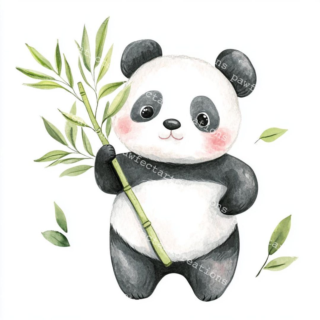 10 Cute Panda With Bamboo Clipart, Cartoon Panda Clipart, Panda Crafts ...