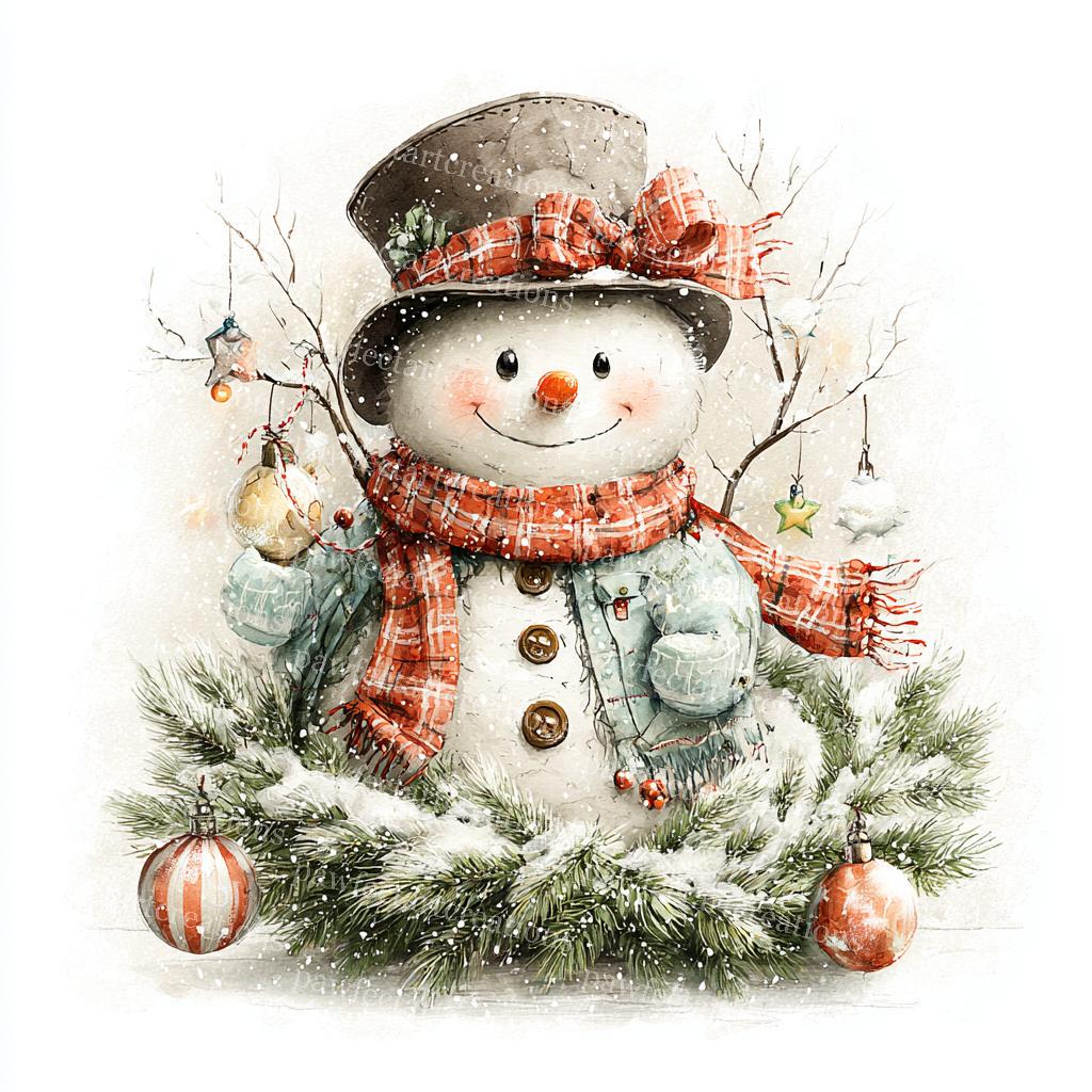 20 Christmas Snowman Wreath Clipart,festive Holiday Graphics,printable ...