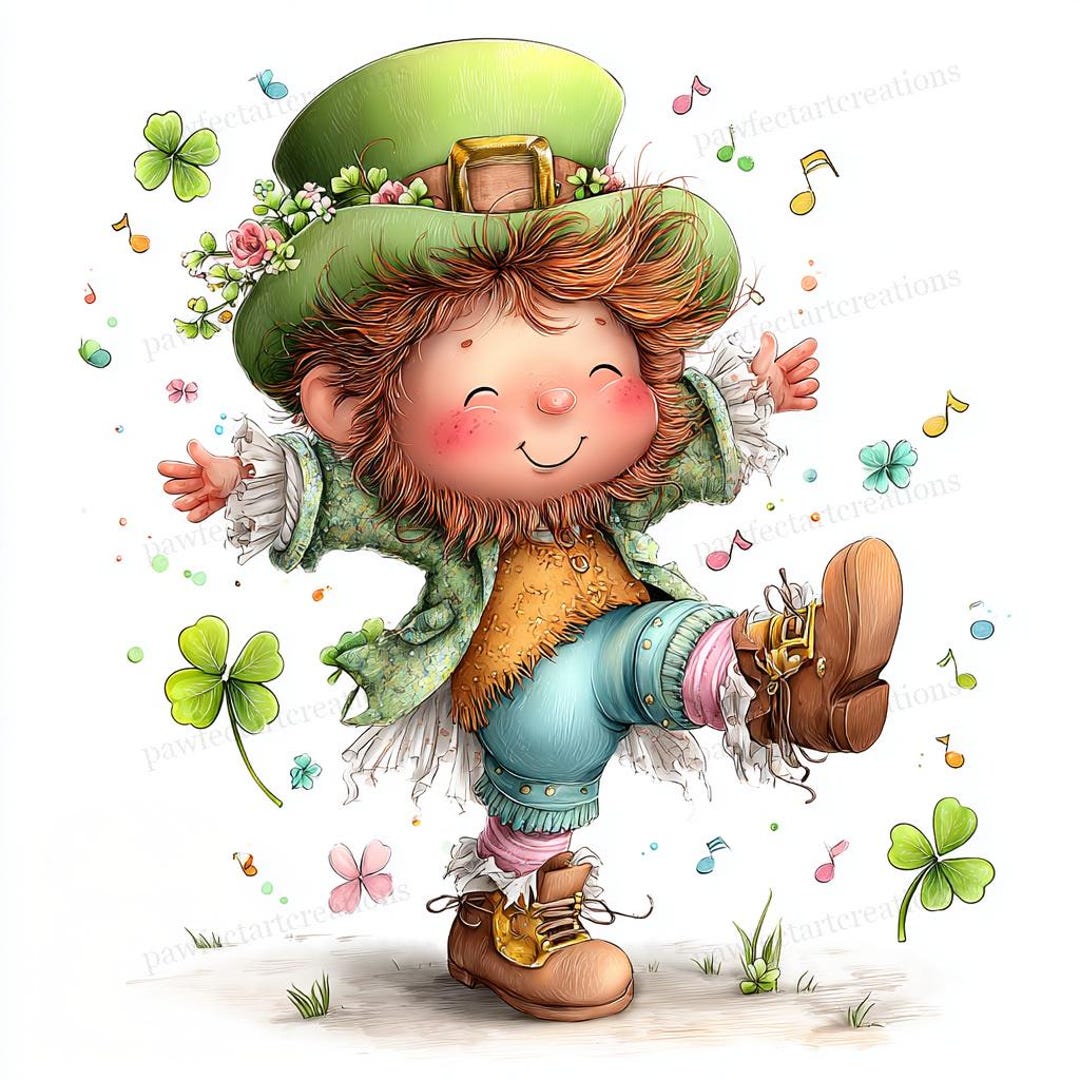 22 Whimsical Leprechaun Clipart, St Patricks Day Art, Irish Clipart ...