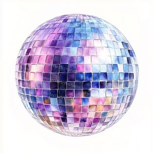 Disco Ball Clipart: Retro Party Watercolor Jpgs (digital Download) - Etsy