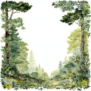 26 Forest Frame Clipart, Enchanted Woodland Frame,printable Watercolor ...