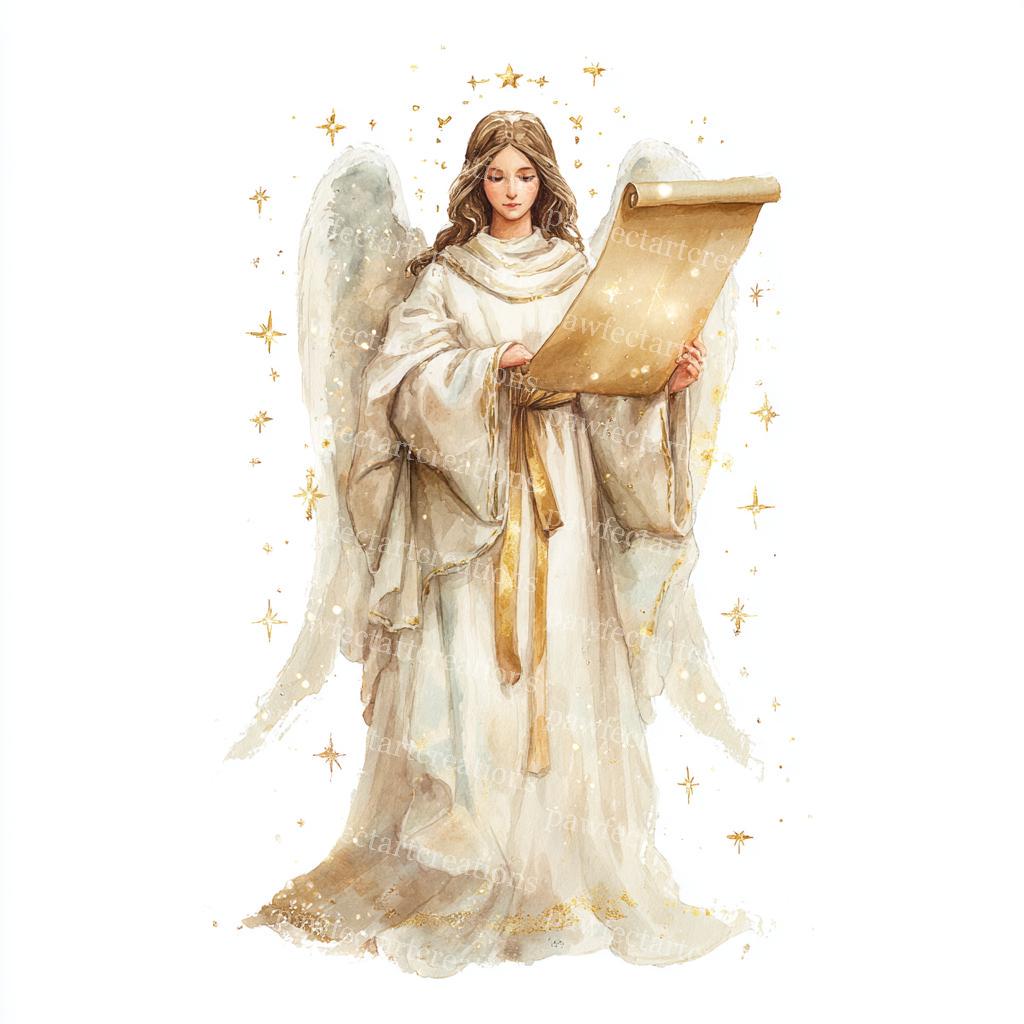 15 Christmas Angel Holding Scroll Clipart,christmas Art,christmas Card ...