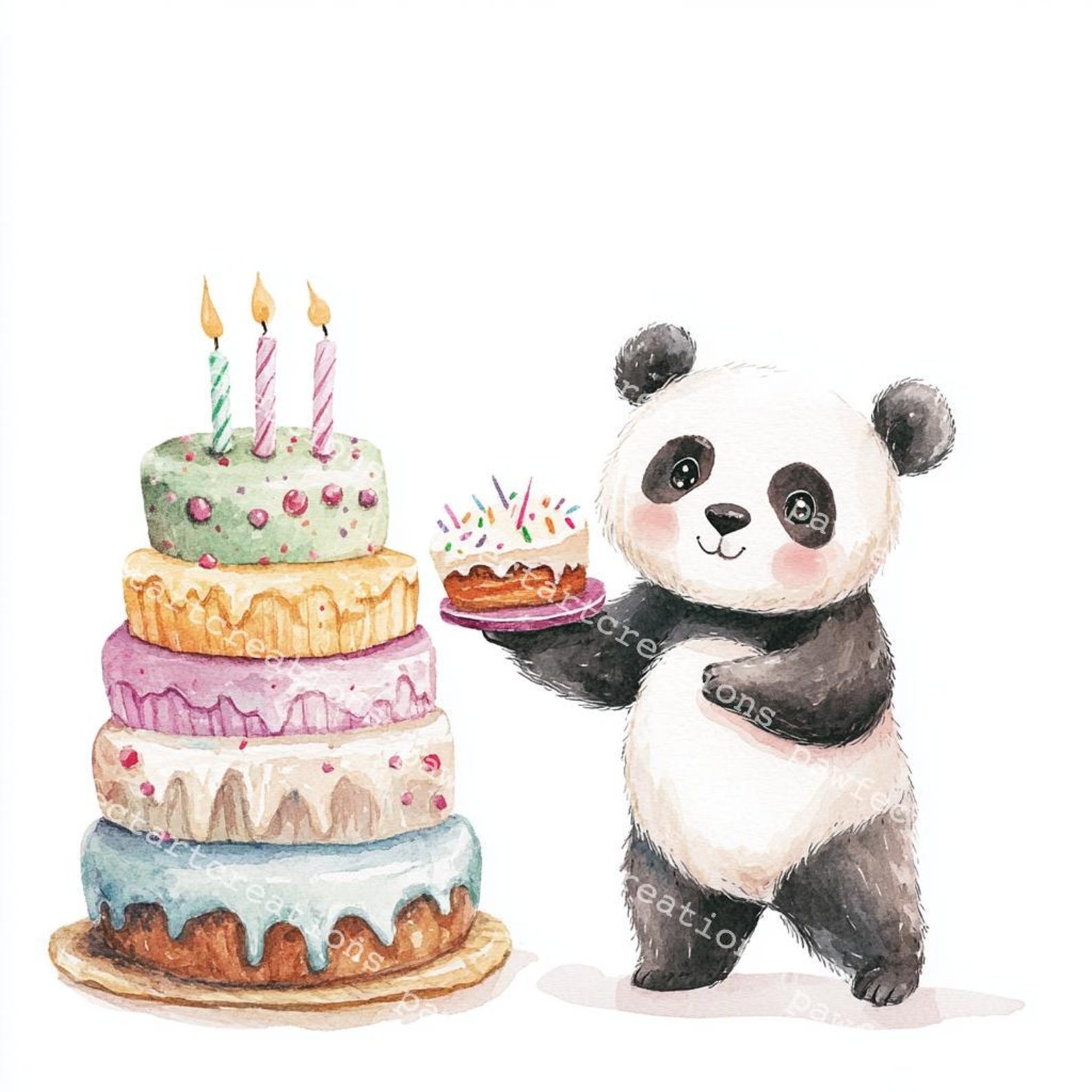 10 Cute Panda With Birthday Cake Clipart, Cartoon Panda Clipart ...