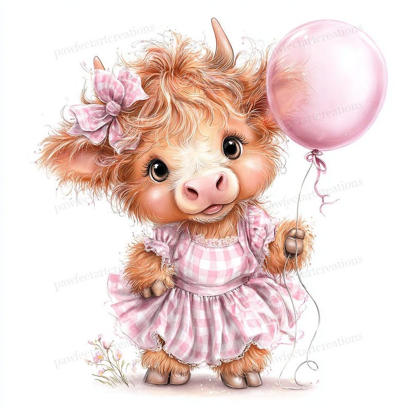 27 Baby Girl Highland Cow Clipart, Baby Highland Cow Clipart, Digital ...