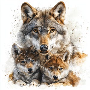 12 Wolf Family Clipart, Wolf and Baby Wolf, Little Wolf Cub,printable ...