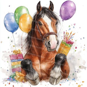 18 Funny Horse Birthday Clipart, Farm Animals Clipart, Quirky Horse ...