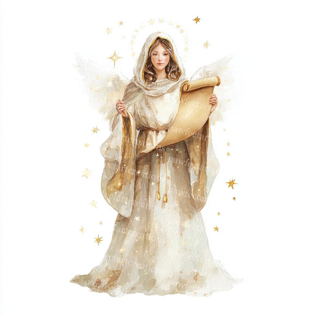 15 Christmas Angel Holding Scroll Clipart,christmas Art,christmas Card ...